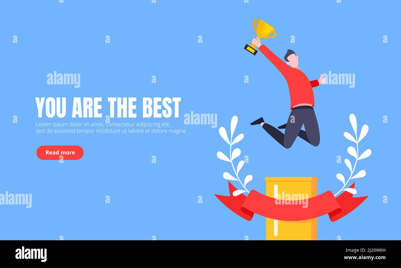 Best worker employee winner with trophy cup inside award ribbon and ...