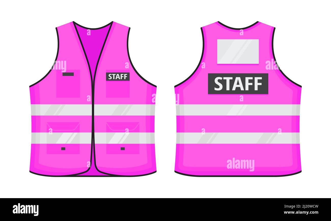 Safety reflective vest with label STAFF tag flat style design vector ...