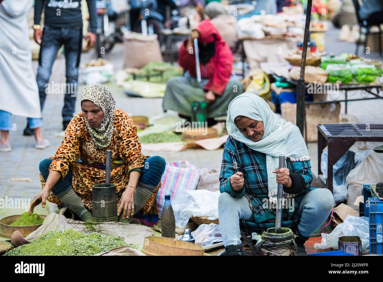 Marrakesh, Morocco - February 28, 2022: A typical street in the ancient ...