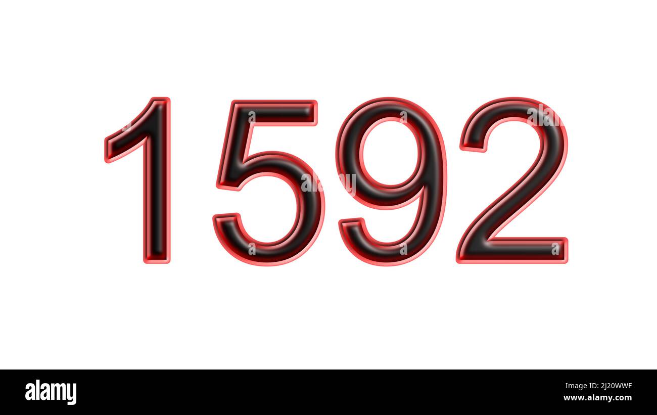 red 1592 number 3d effect white background Stock Photo - Alamy