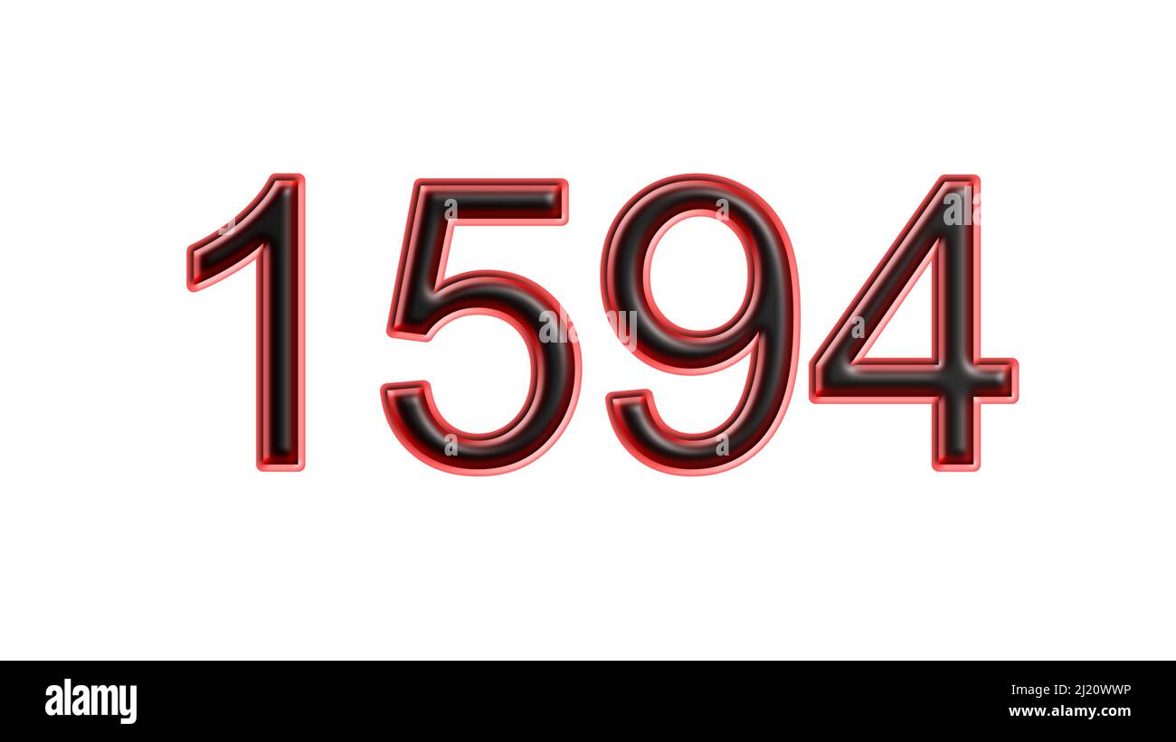 red 1594 number 3d effect white background Stock Photo - Alamy