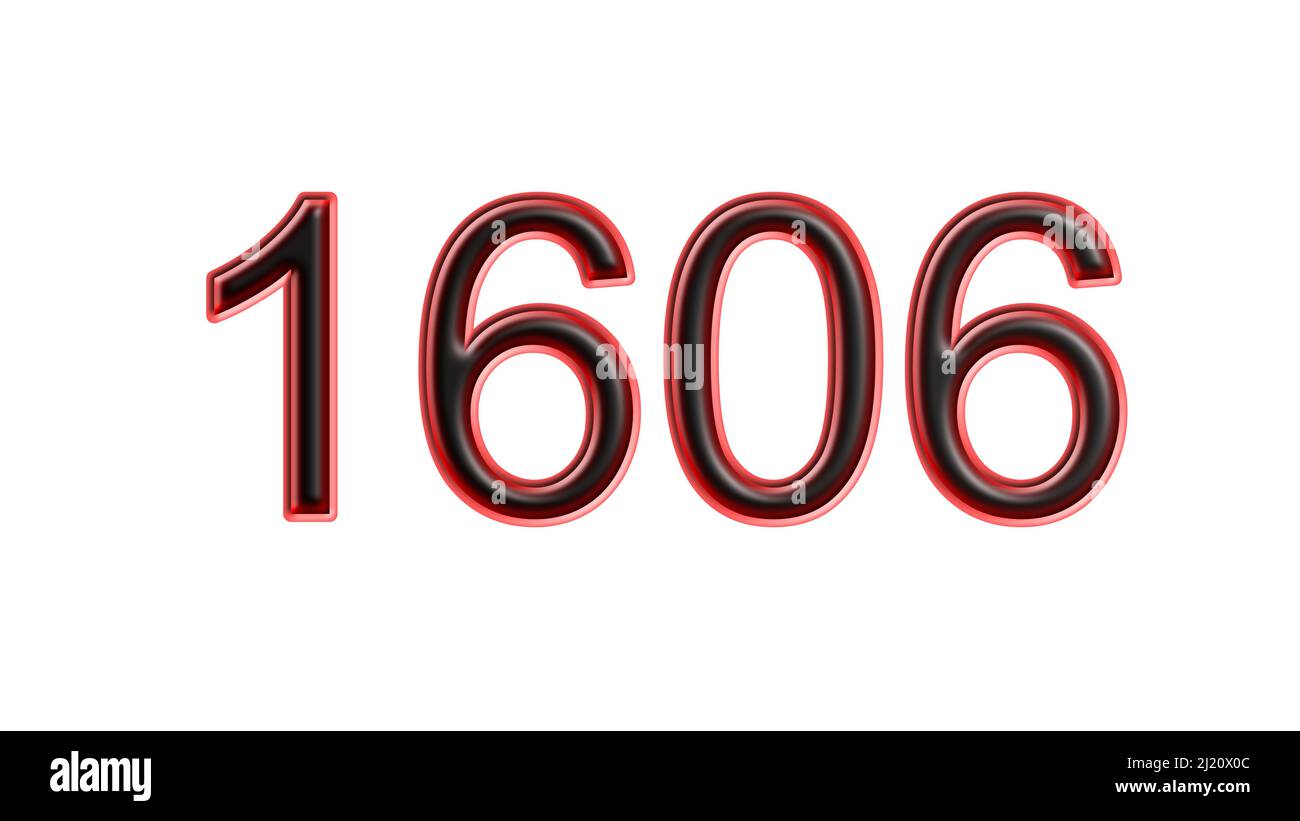 red 1606 number 3d effect white background Stock Photo - Alamy