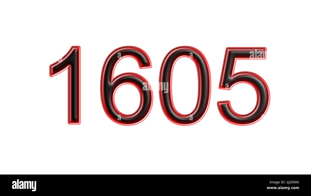 red 1605 number 3d effect white background Stock Photo - Alamy
