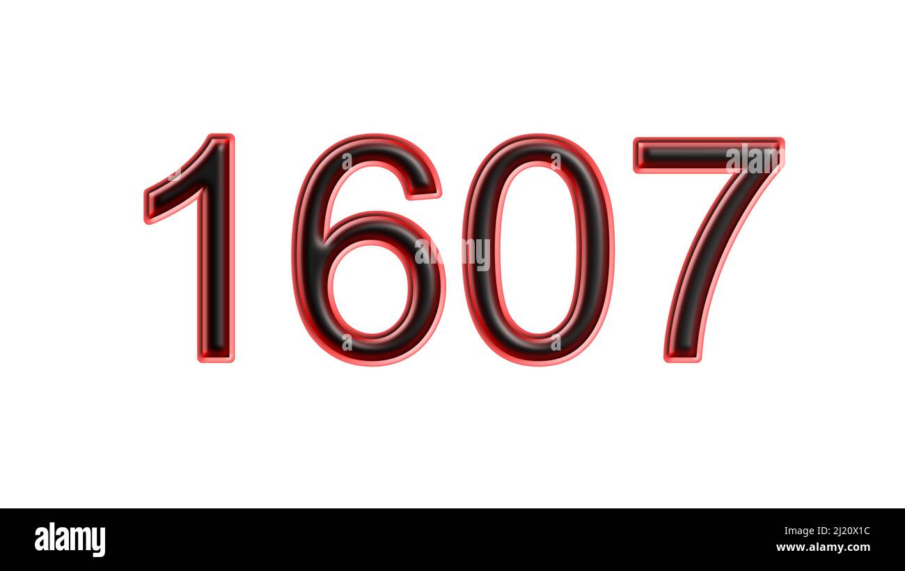 red 1607 number 3d effect white background Stock Photo - Alamy