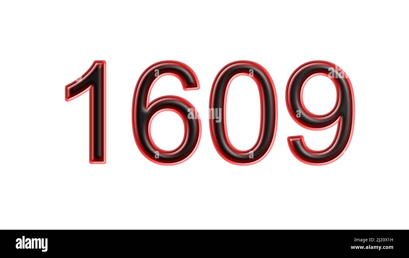 red 1609 number 3d effect white background Stock Photo - Alamy