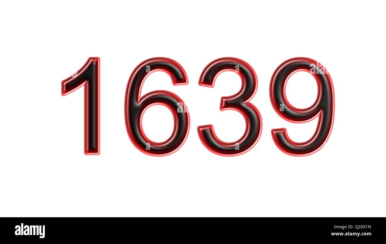 red 1639 number 3d effect white background Stock Photo - Alamy