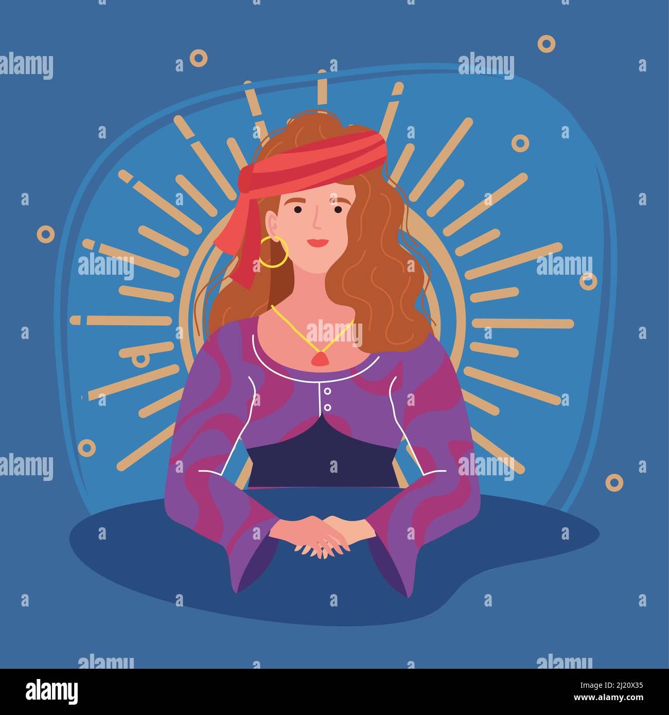 fortune teller woman with sun Stock Vector Image & Art - Alamy
