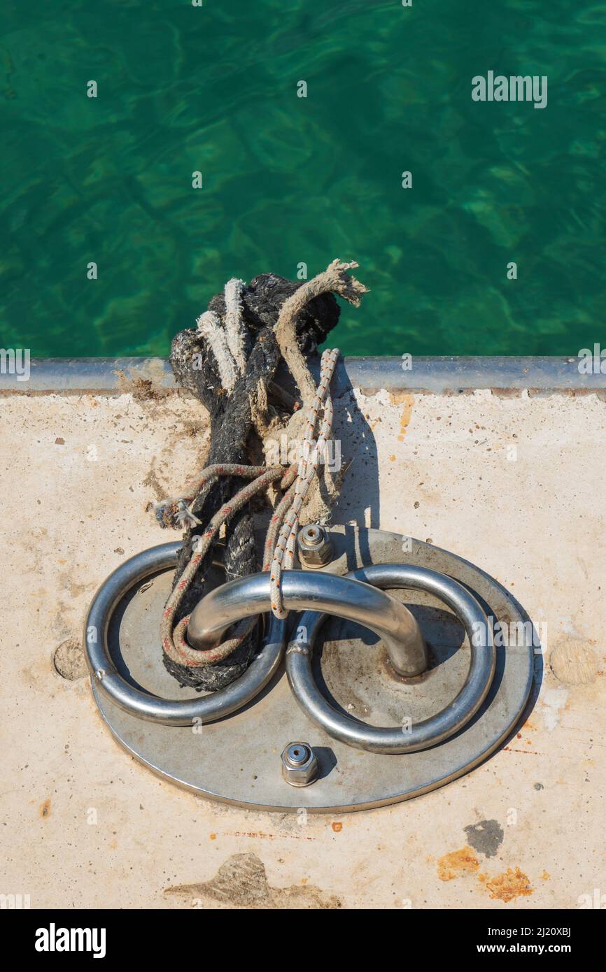 Mooring Rope for Mooring to Dock Ship. Mooring Ring Docking Stainles ...