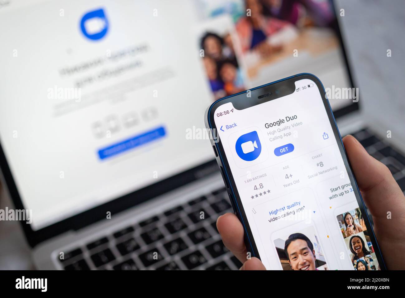Poltava, Ukraine - March 22, 2022: Google Duo app on the mobile phone ...
