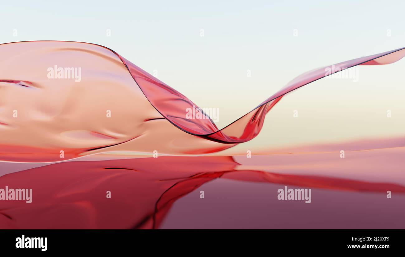 Wind glass ribbon on water. abstract wallpaper for banner. 3d rendering ...