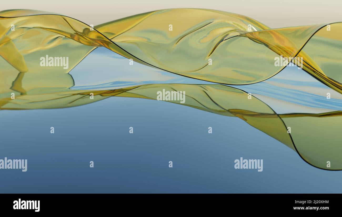 Wind glass ribbon on water. abstract wallpaper for banner. 3d rendering ...