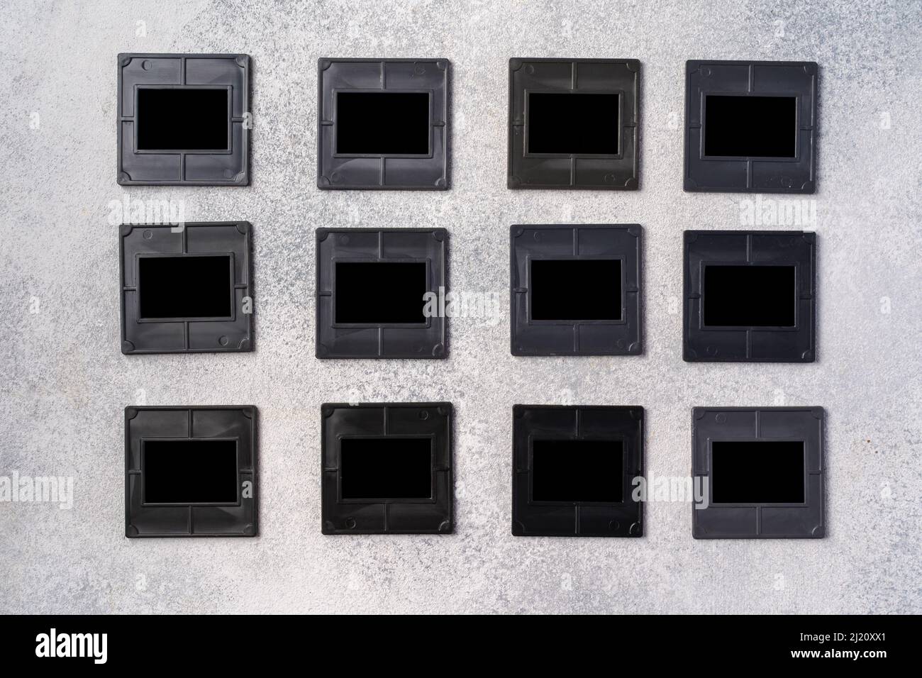 Photography empty slide frames on gray background Stock Photo - Alamy