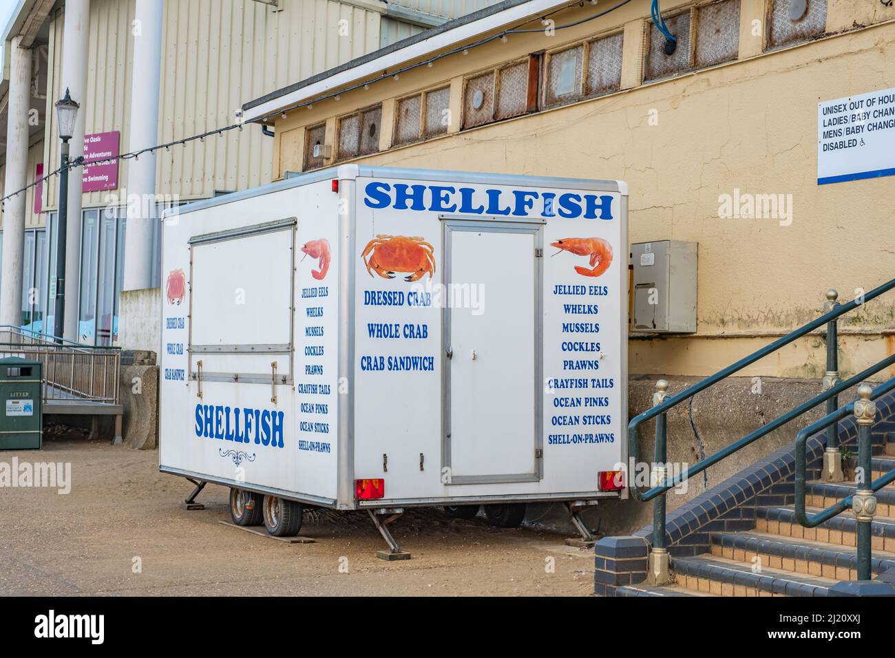 The Shellfish seafood kiosk on Hunstanton promenade or esplanade. In ...