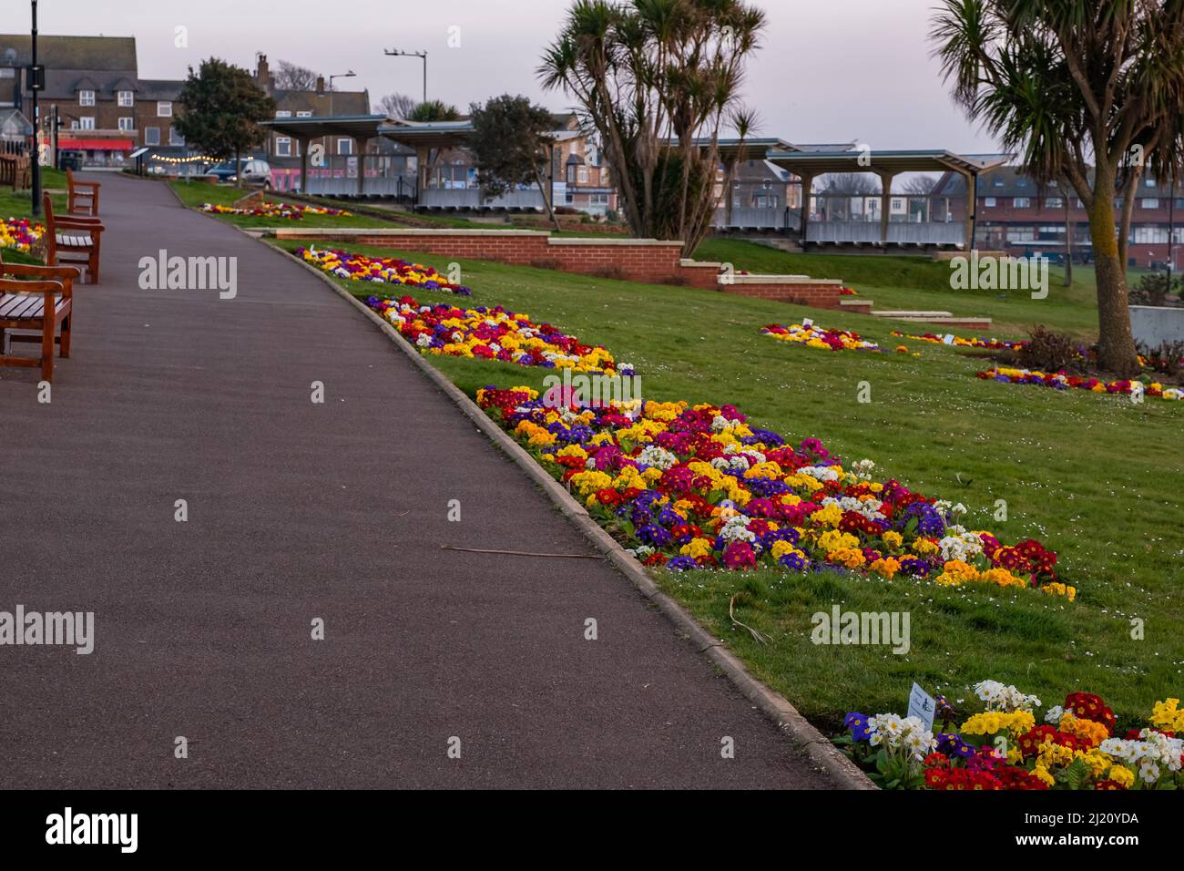 Esplanade Gardens on the cliff top in the seaside town of Hunstanton on ...