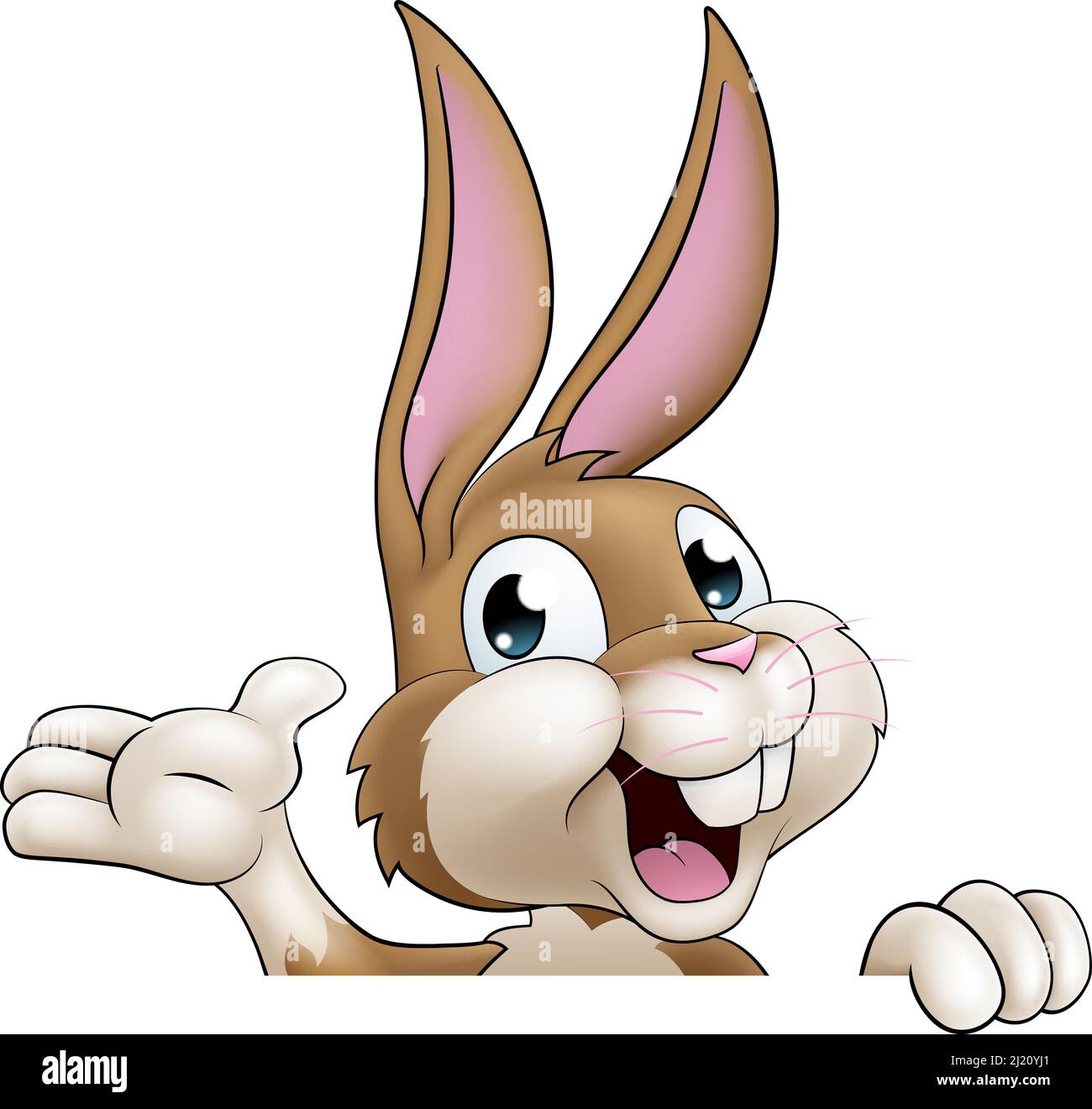 Easter Bunny Rabbit Cartoon Character Peeking Sign Stock Vector Image ...