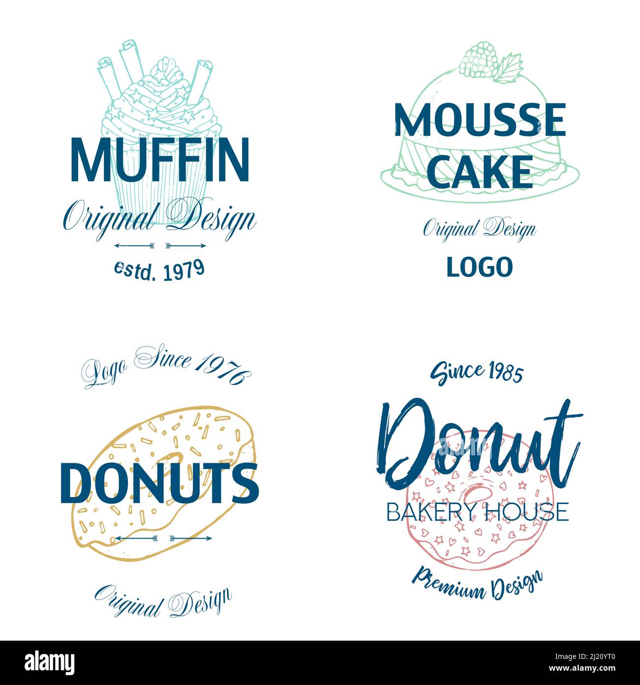 Dessert Menu Logo template with Doodle Sweet Food Stock Vector Image ...