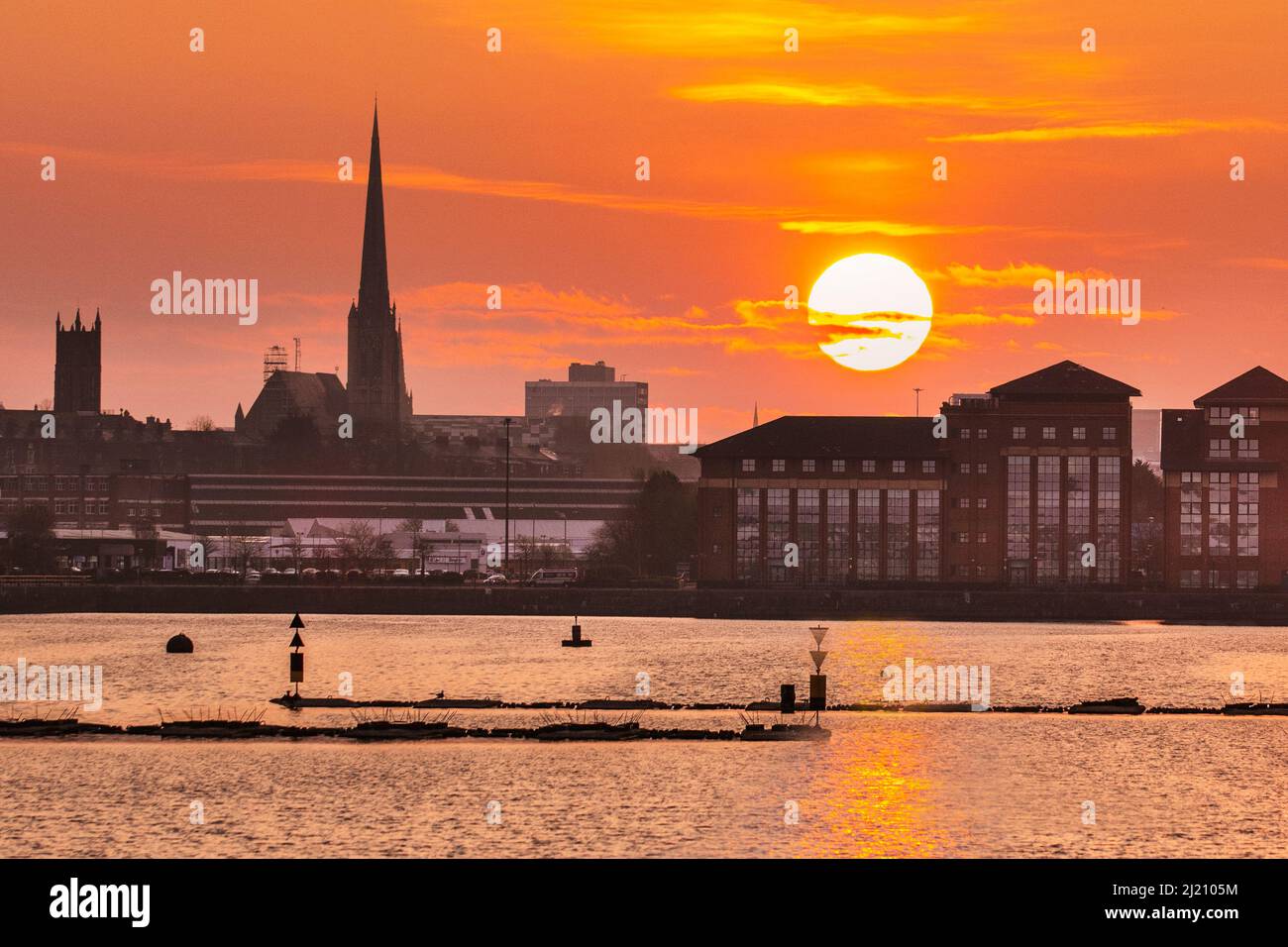 Preston, Lancashire. UK Weather 29 March 2022. The two central churches ...