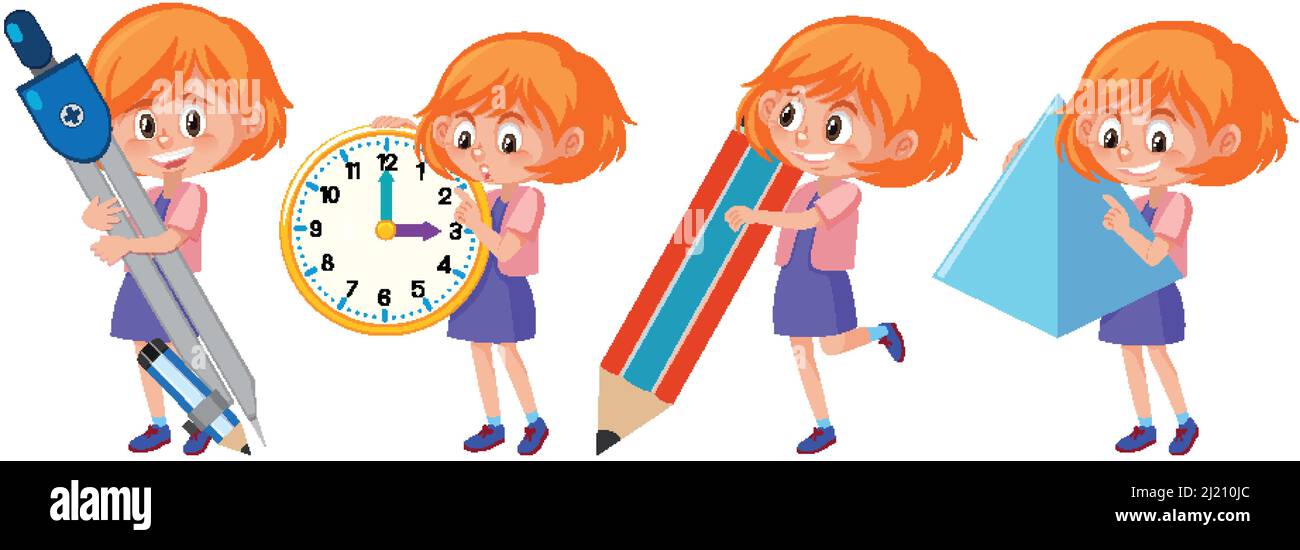 Different girls cartoon character illustration Stock Vector Image & Art ...