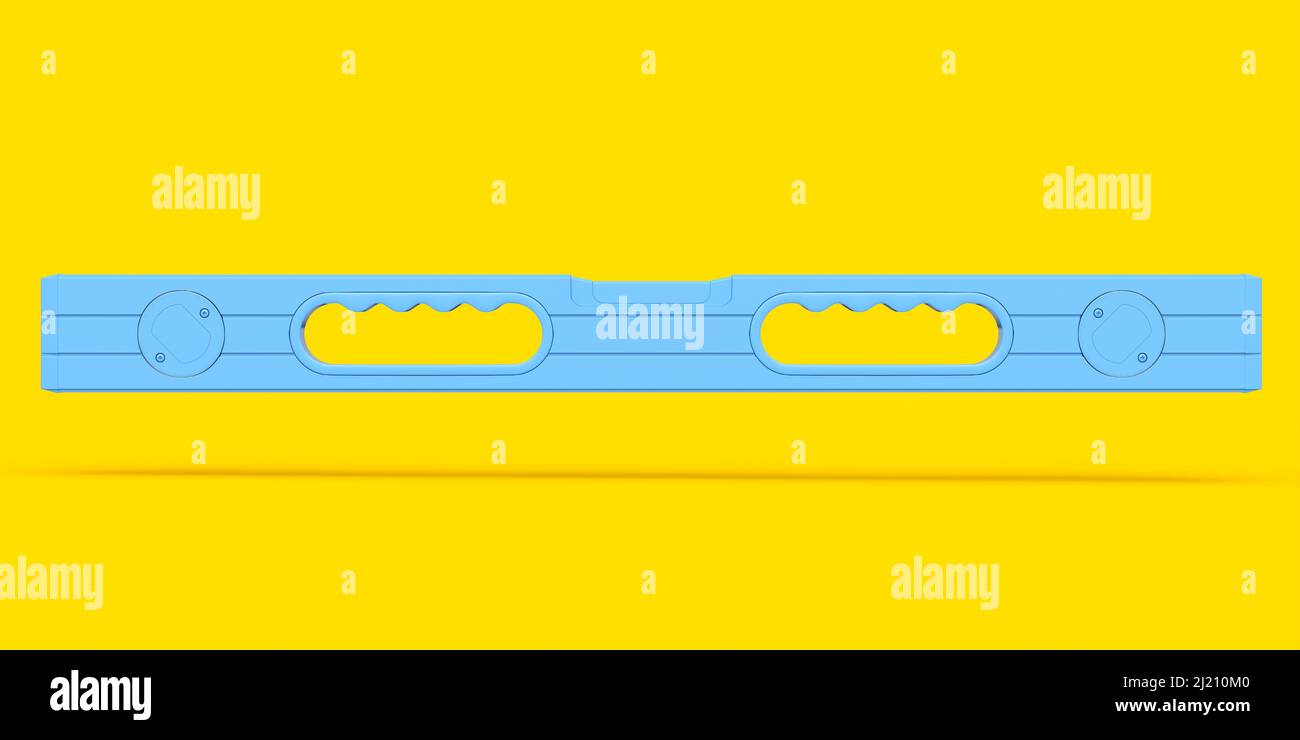 Building spirit level tool on yellow monochrome background. 3d render ...