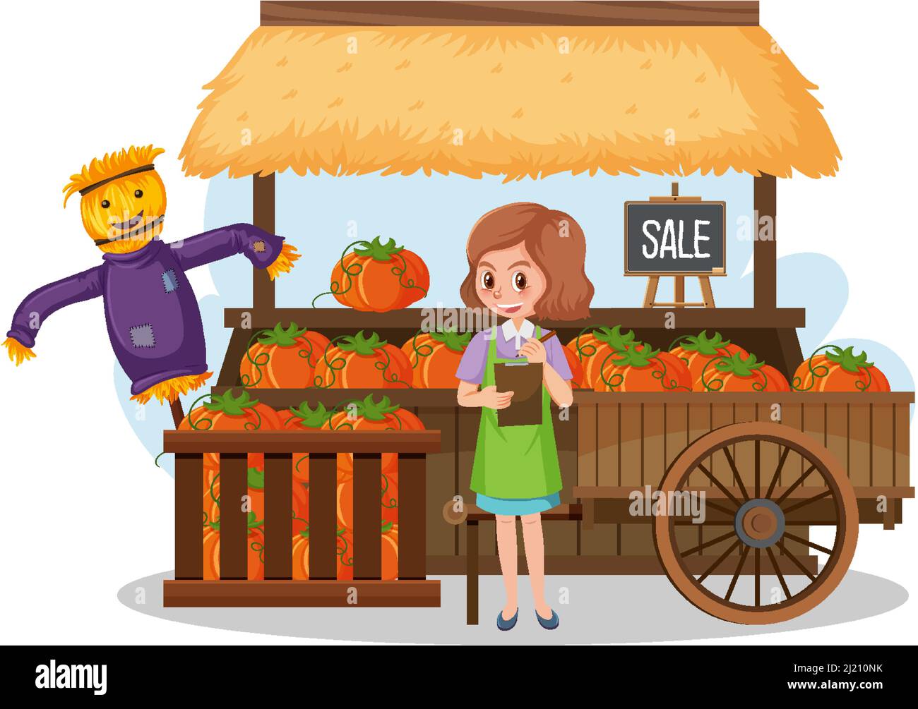 Flea market concept with fruit store illustration Stock Vector Image ...