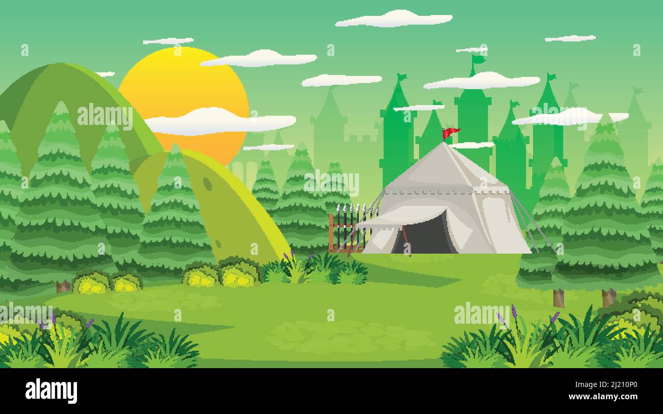 Medieval town cartoon scene illustration Stock Vector Image & Art - Alamy