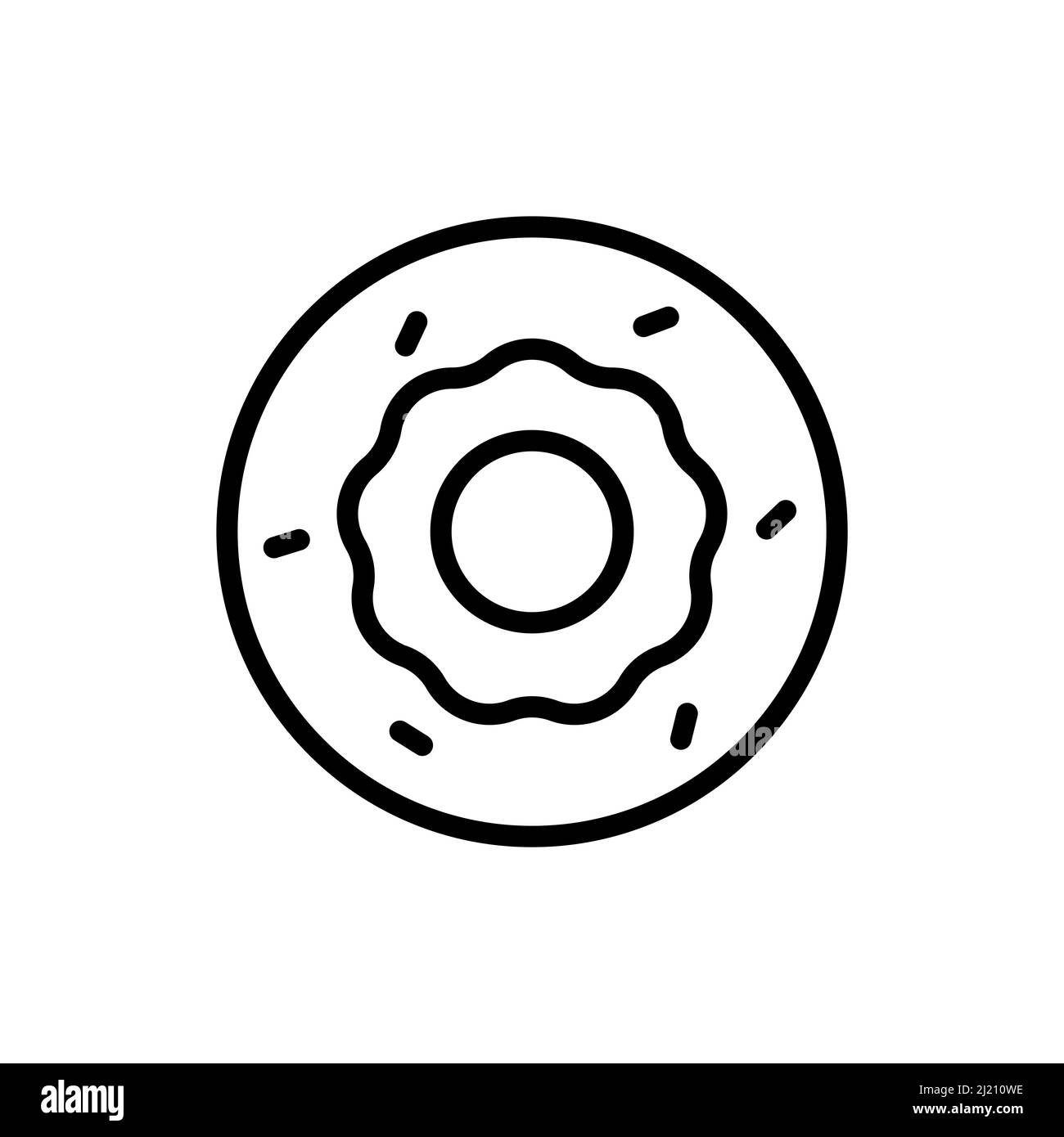 An illustration of a black and white donut icon isolated on white ...