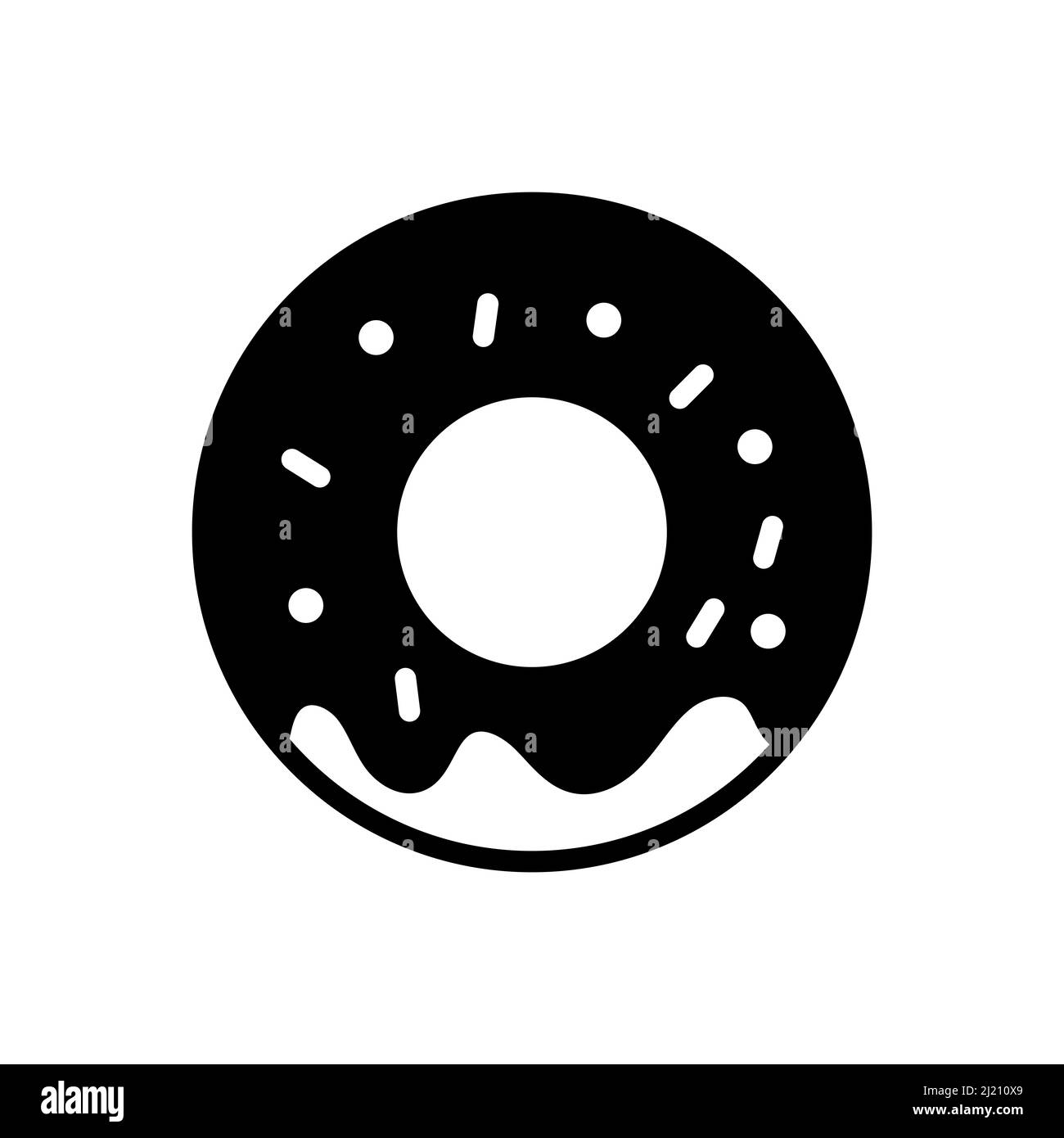 An illustration of a black and white donut icon isolated on white ...