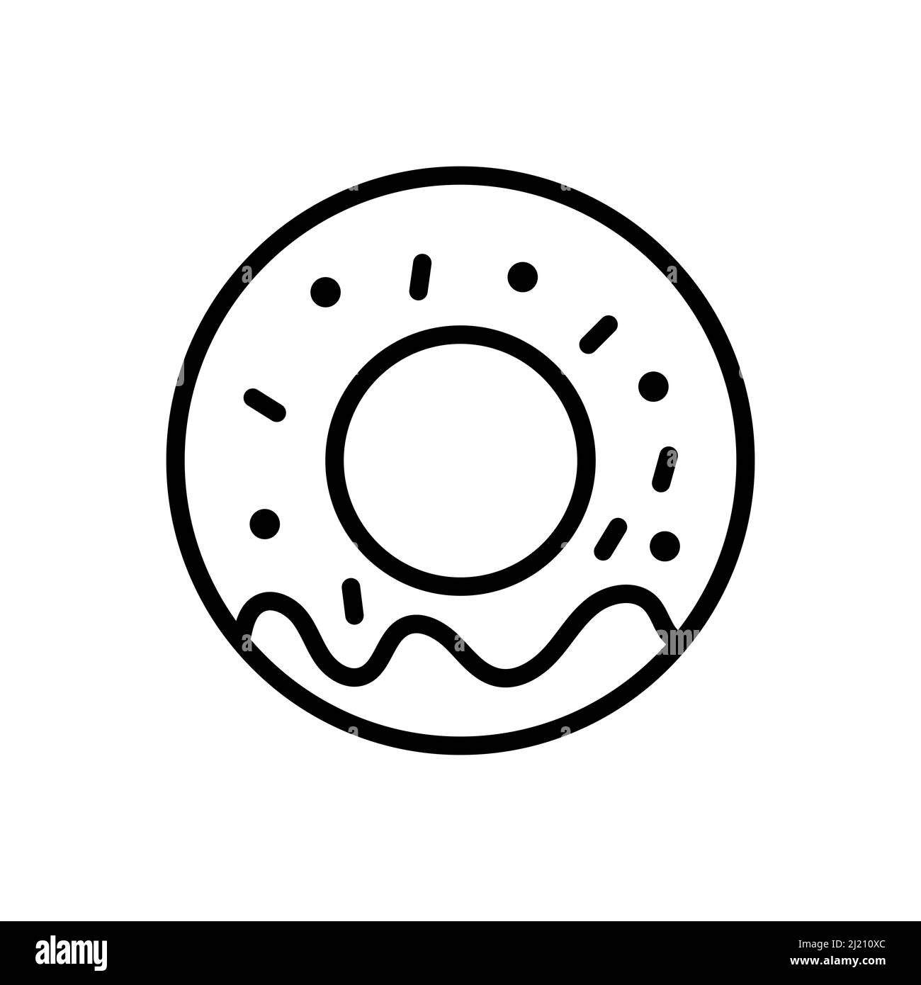 An illustration of a black and white donut icon isolated on white ...