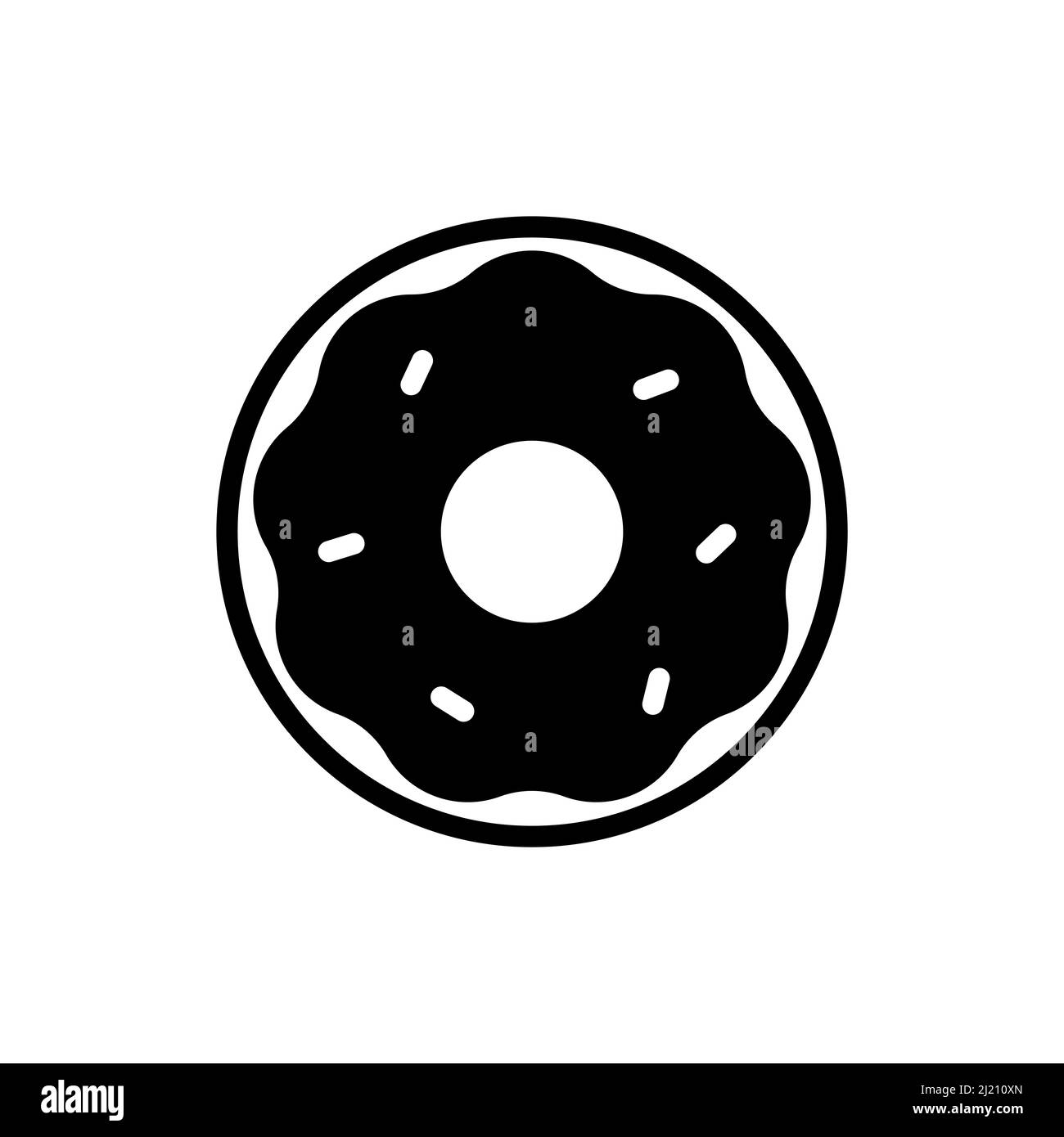 An illustration of a black and white donut icon isolated on white ...