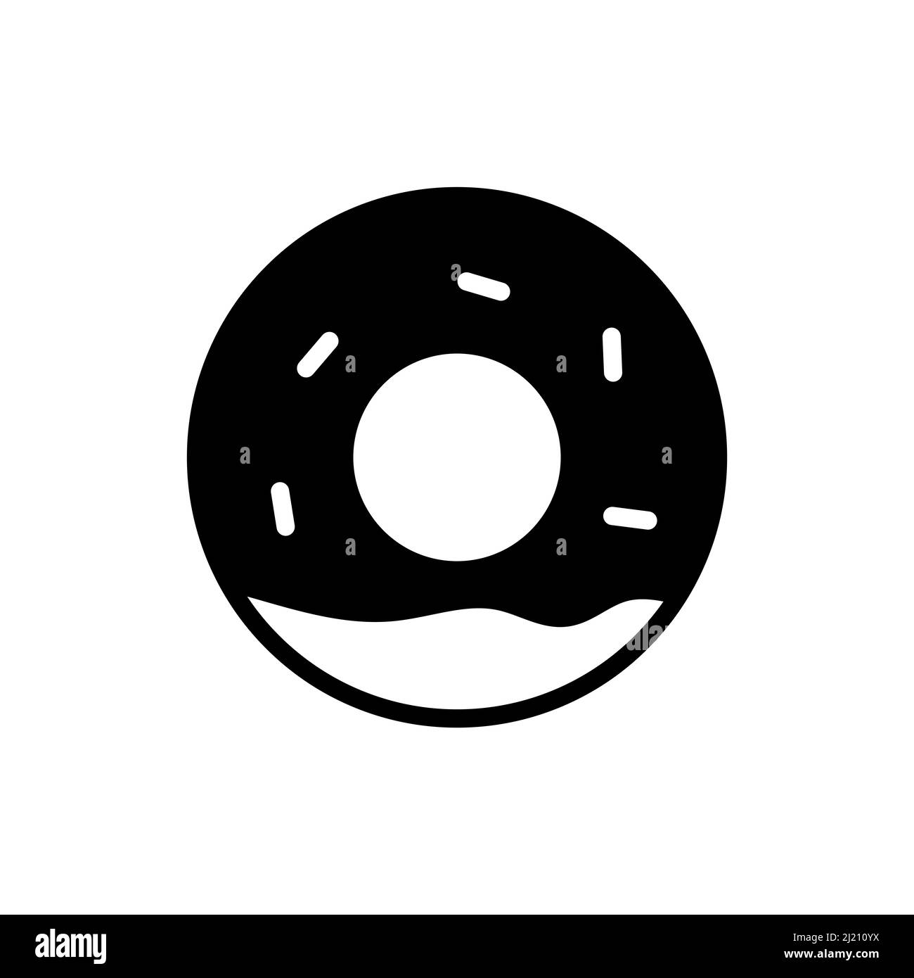 An illustration of a black and white donut icon isolated on white ...