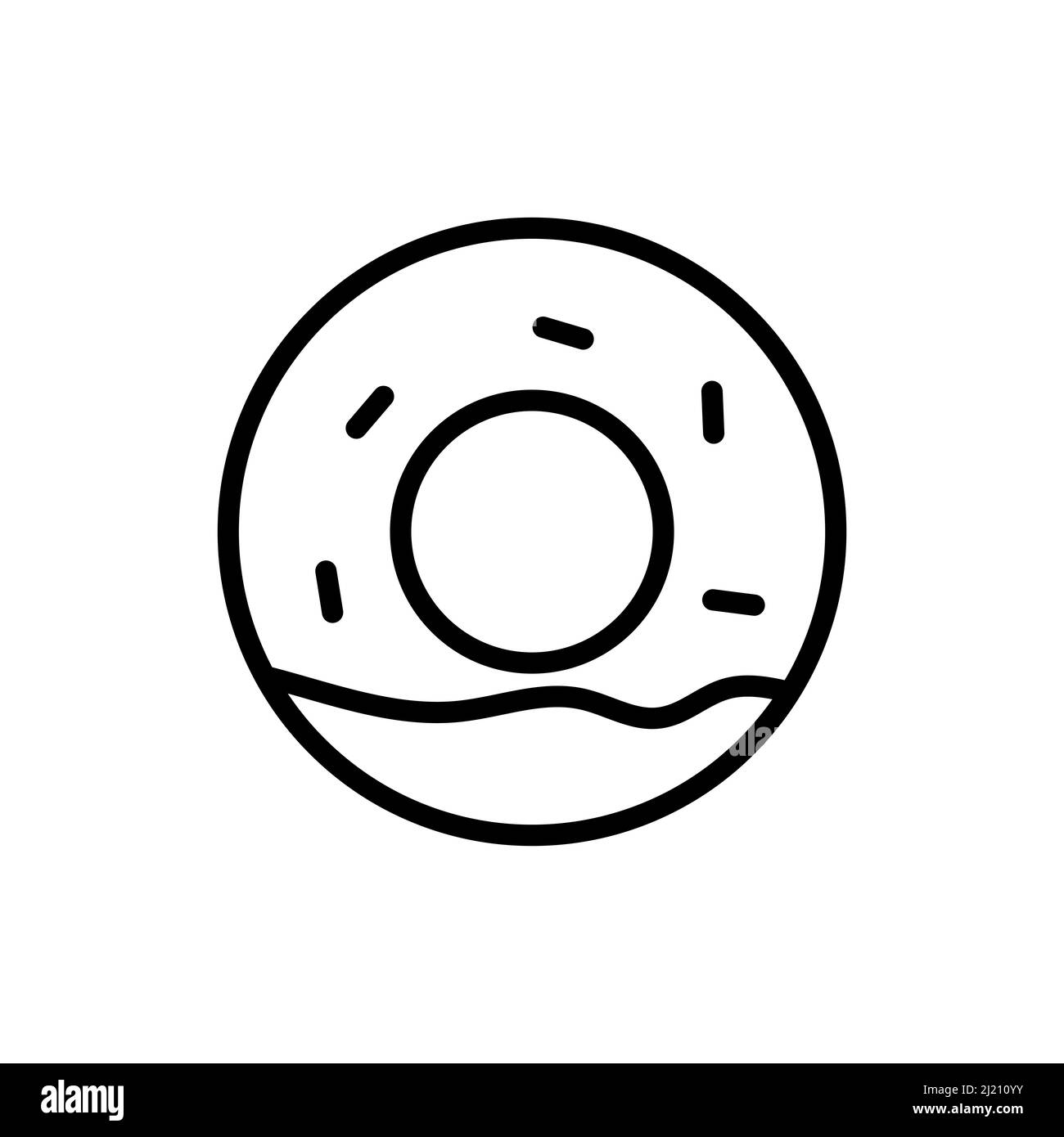 An illustration of a black and white donut icon isolated on white ...