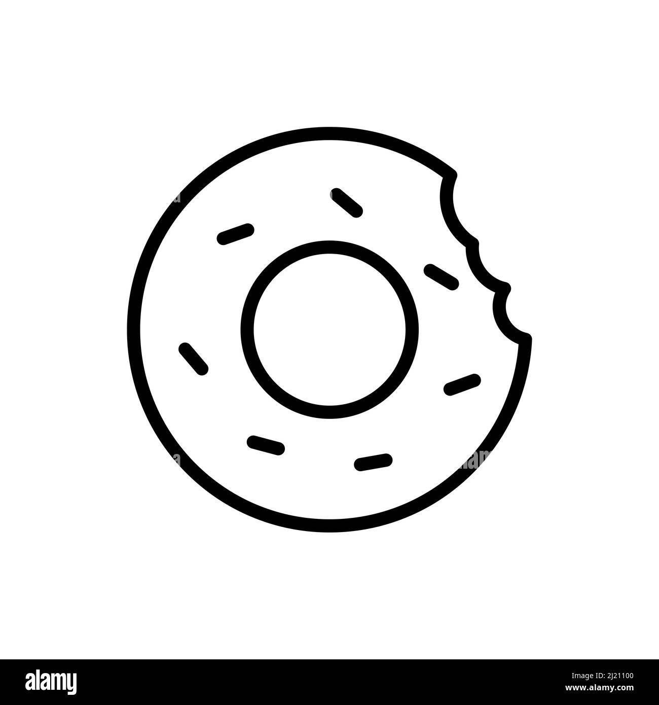 An illustration of a black and white donut icon isolated on white ...