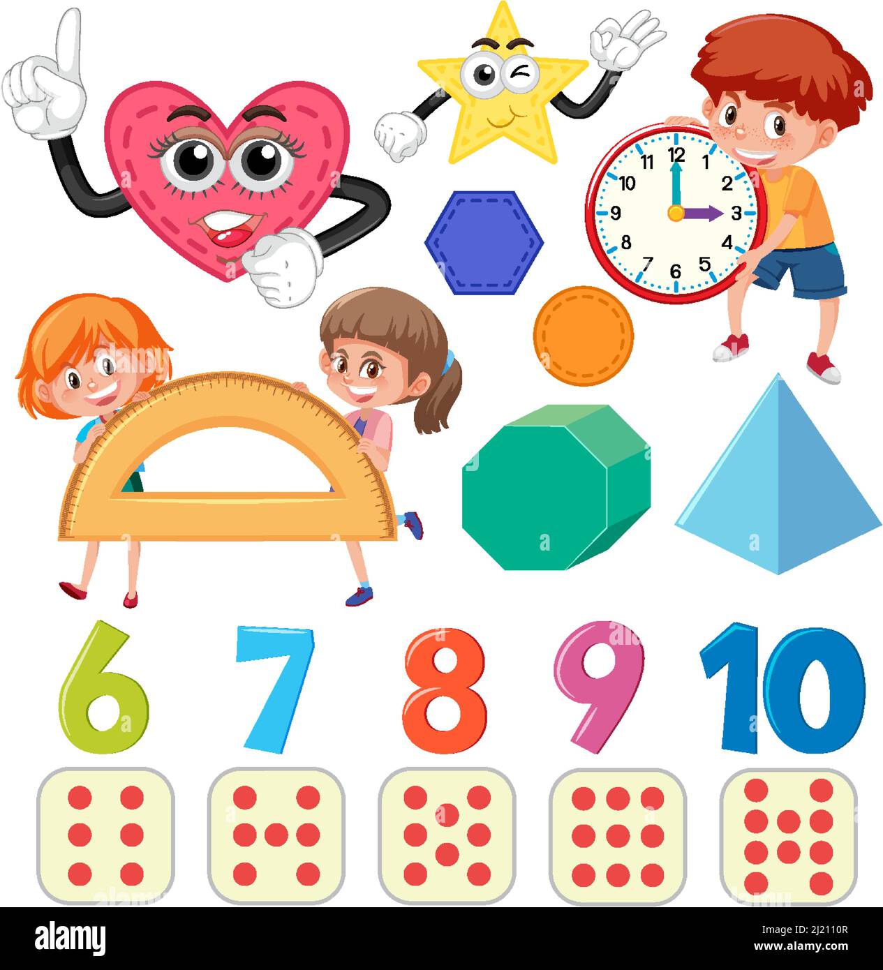 Math classroom objects with supplies and students illustration Stock ...