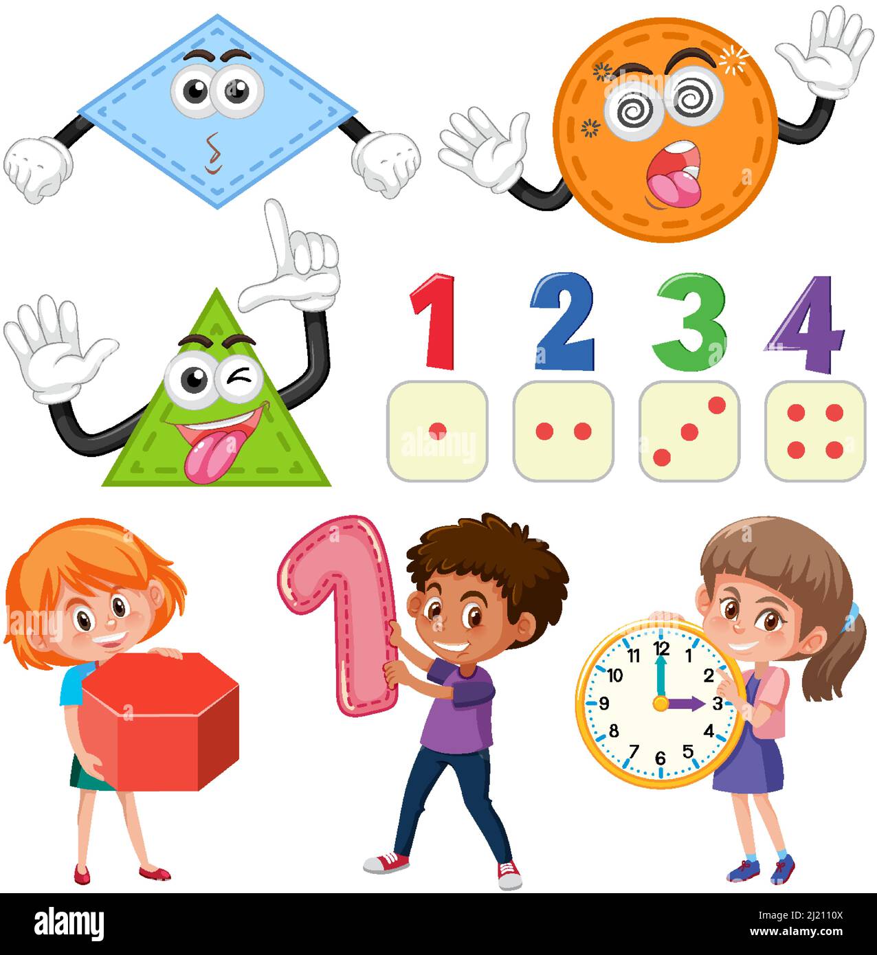 Math classroom objects with supplies and students illustration Stock ...