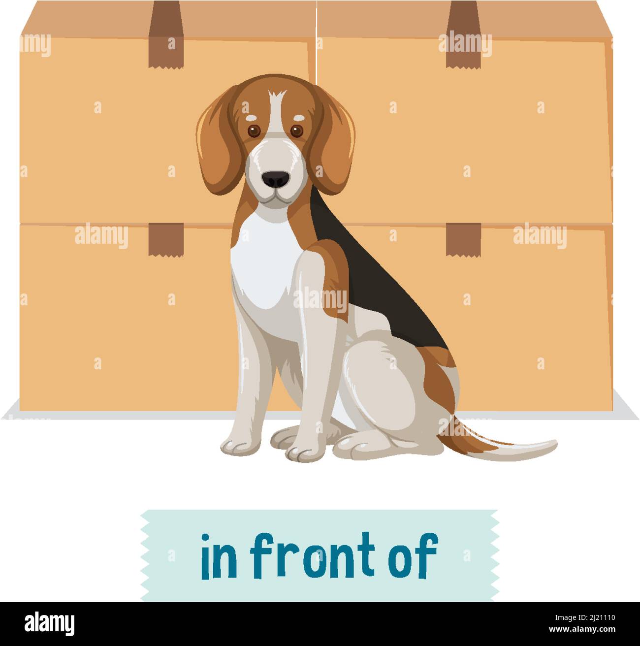 Preposition wordcard with dog and box illustration Stock Vector Image ...