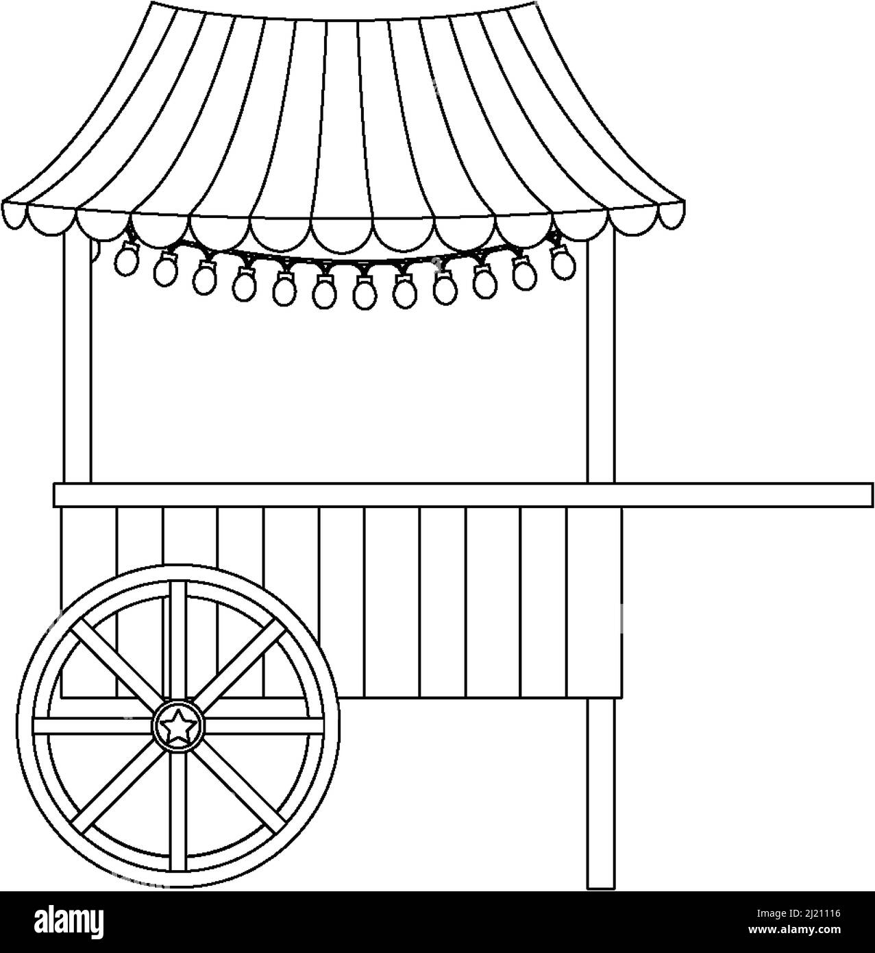 Cart shop black and white doodle character illustration Stock Vector ...