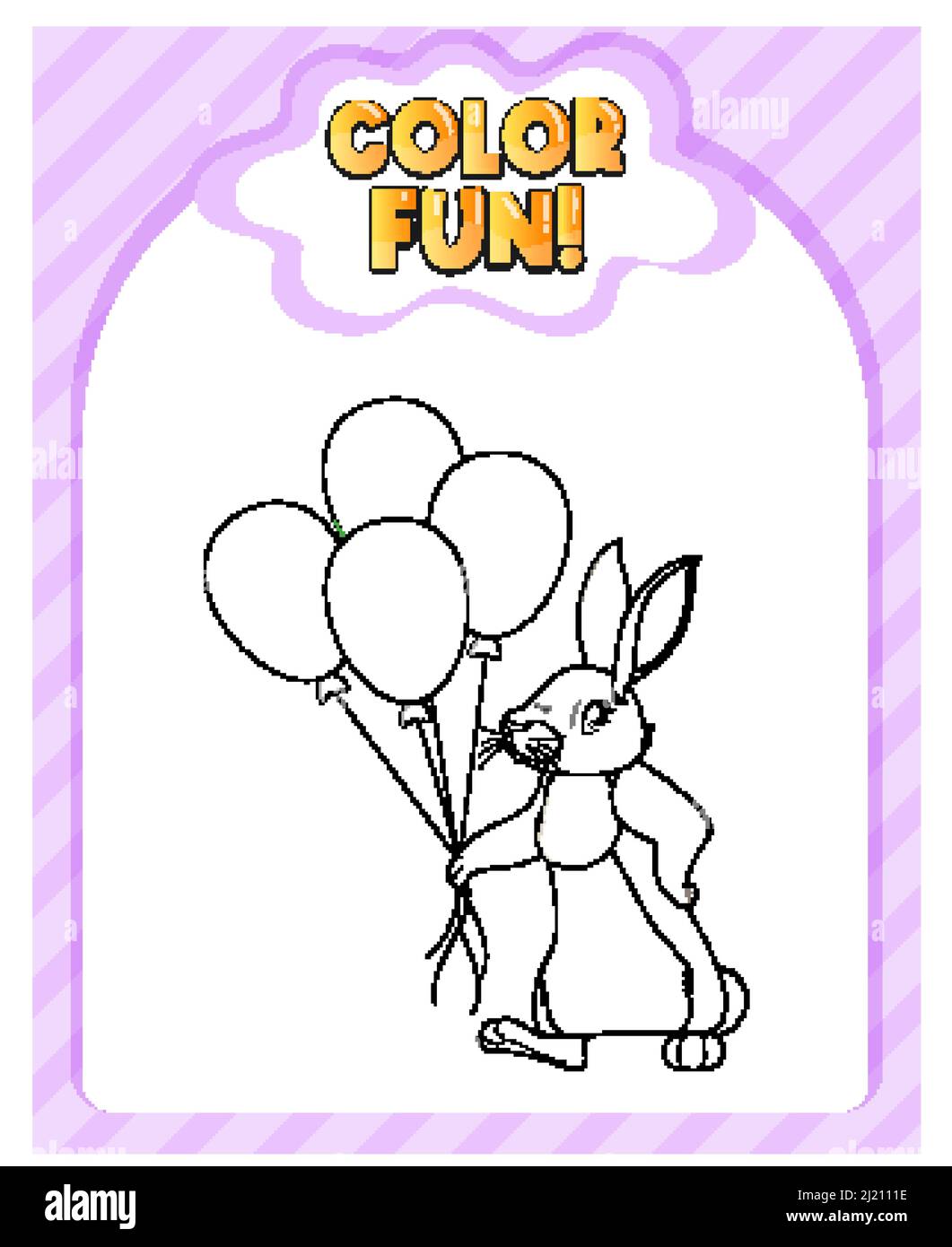 Worksheets template with color fun! text and rabbit outline ...