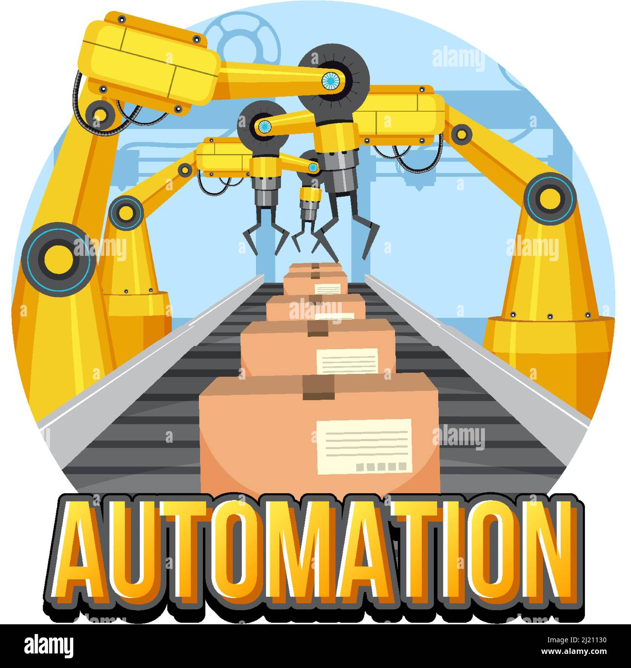 Packaging process concept with automation illustration Stock Vector ...