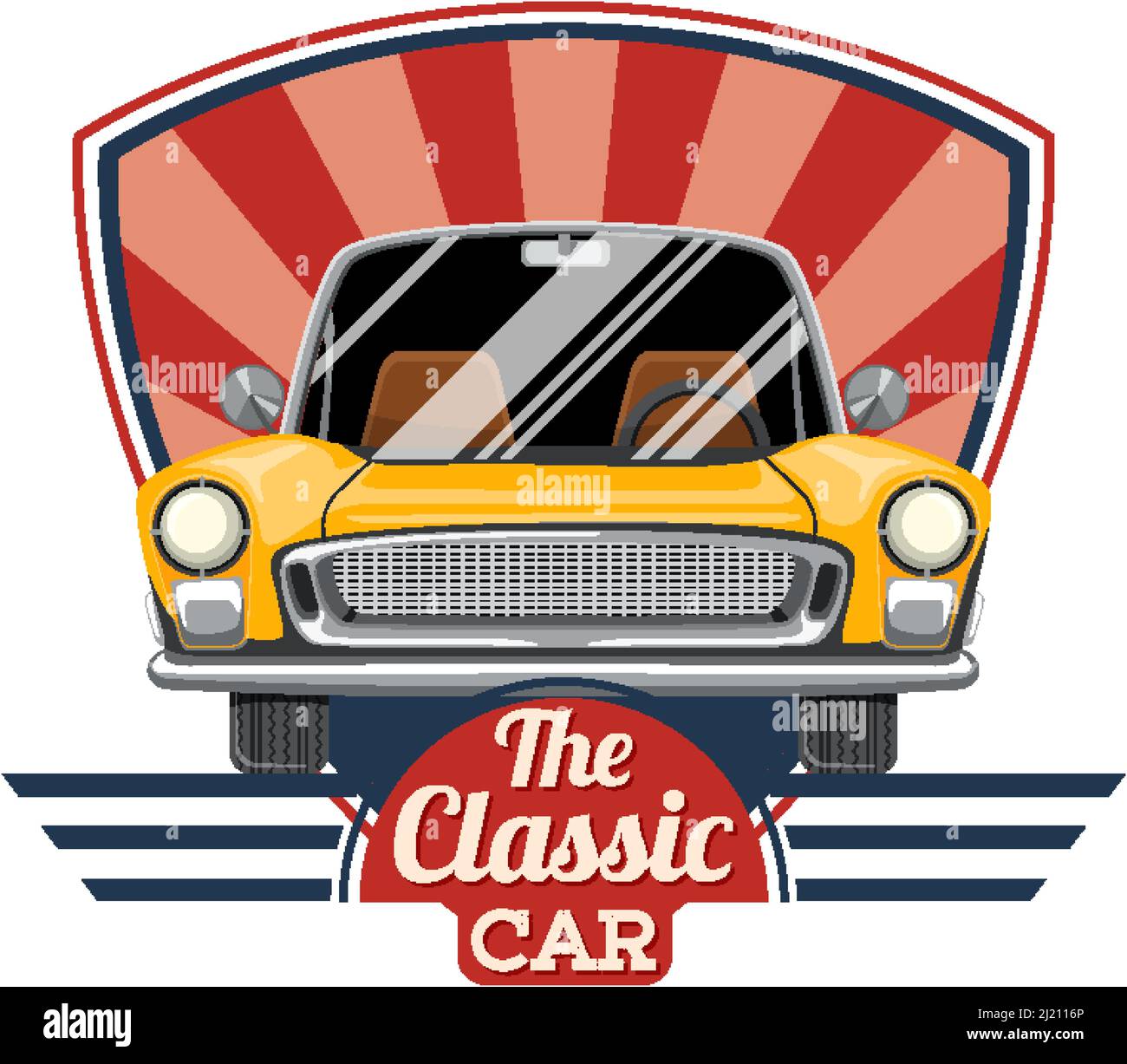 The classic car concept with old car front view illustration Stock ...
