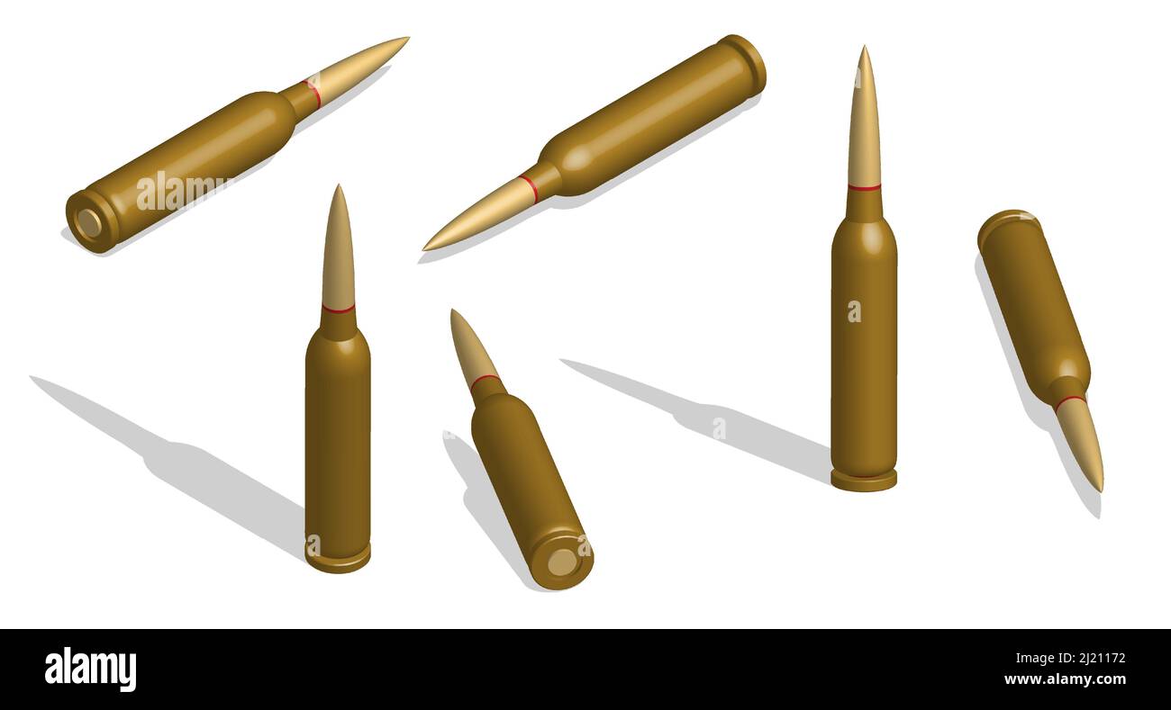 Isometric automatic weapon bullet. Soldier weapon. Realistic 3D vector ...