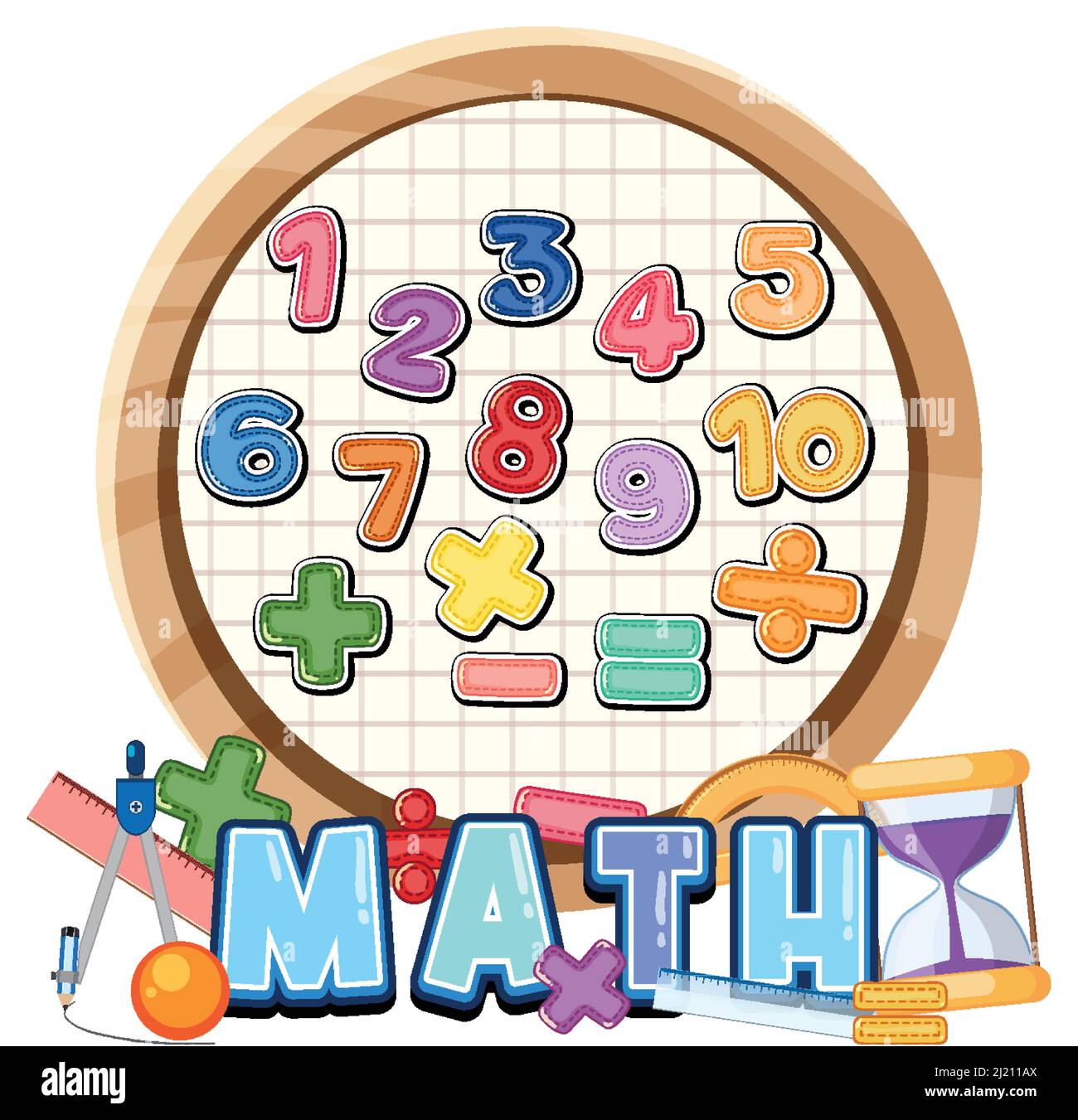 Counting number 0 to 9 and math symbols illustration Stock Vector Image ...