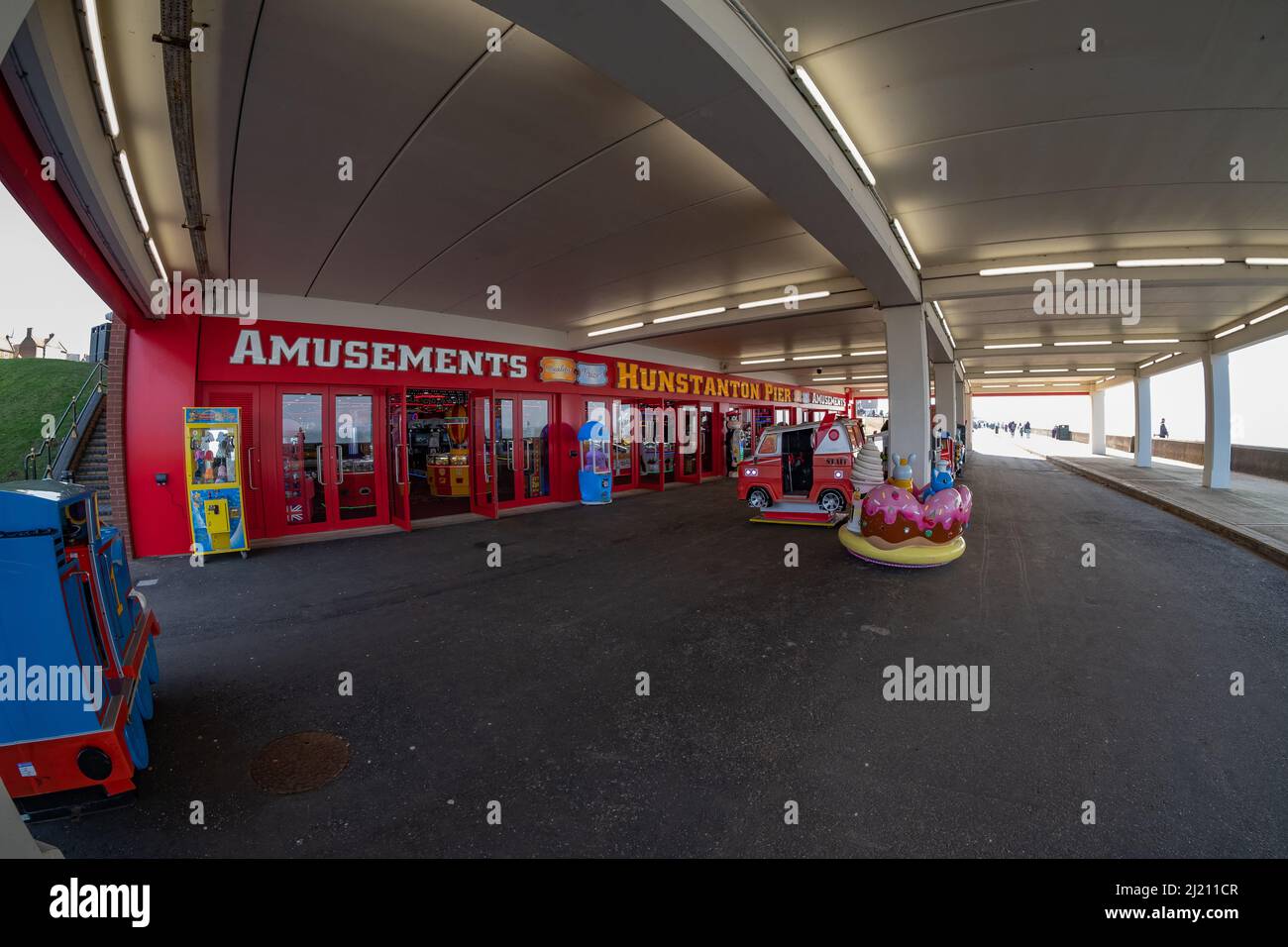 Ultra wide angle fisheye view of the amusement arcade in Hunstanton ...