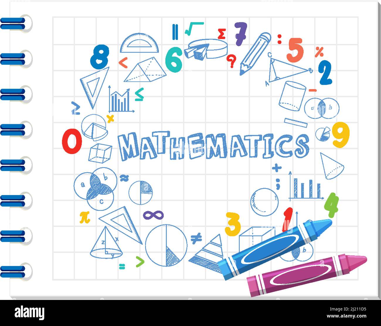 Doodle math formula with Mathematics font on notebook illustration ...