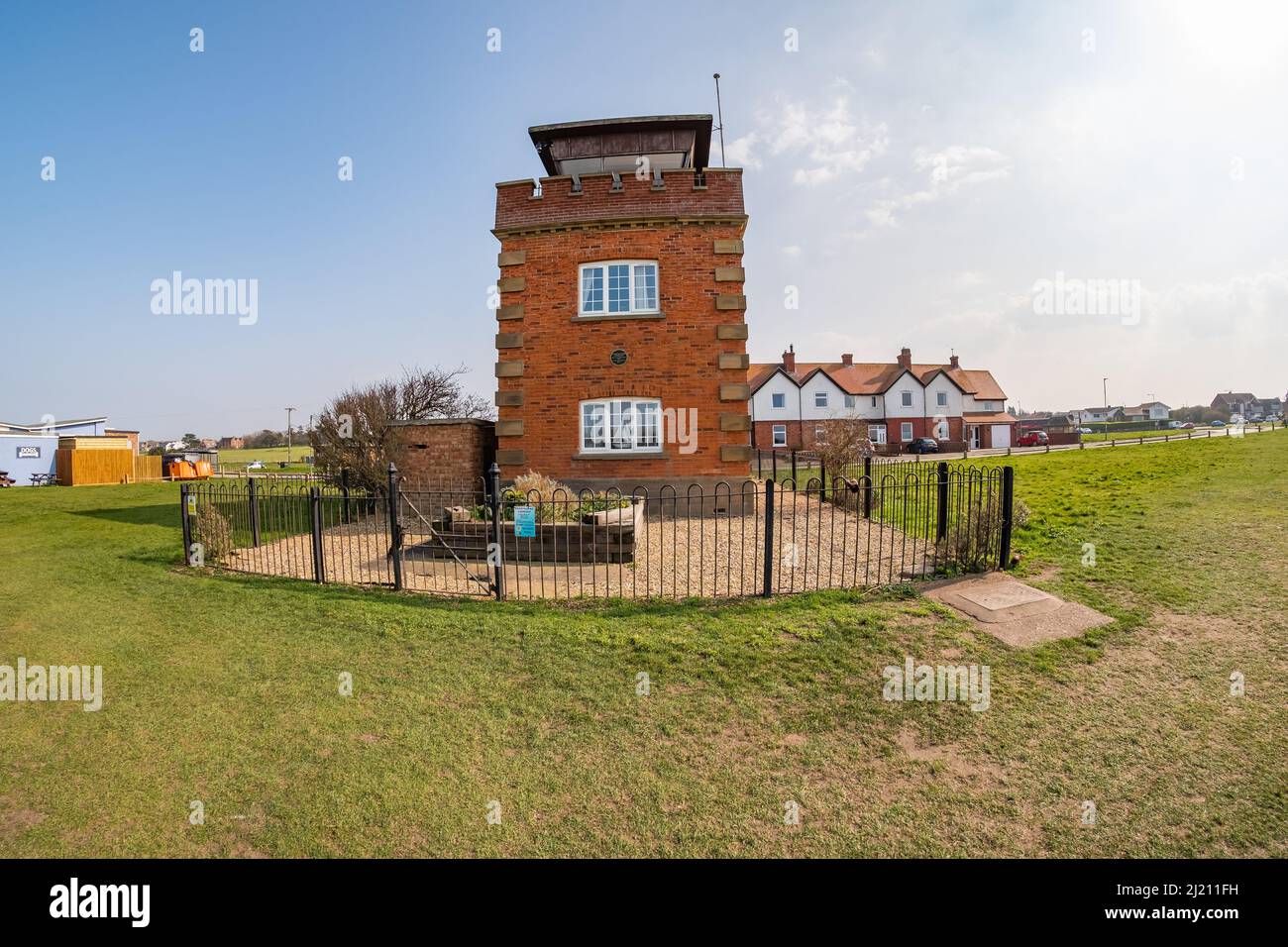 Ultra wide angle fisheye view of the old lifeguard lookout tower on ...