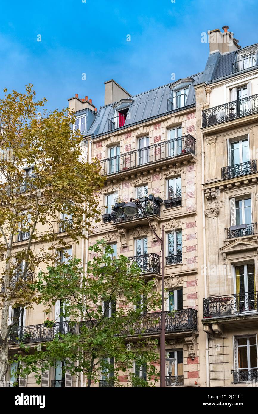 Paris, beautiful buildings, boulevard Voltaire in the 11e district Stock Photo - Alamy