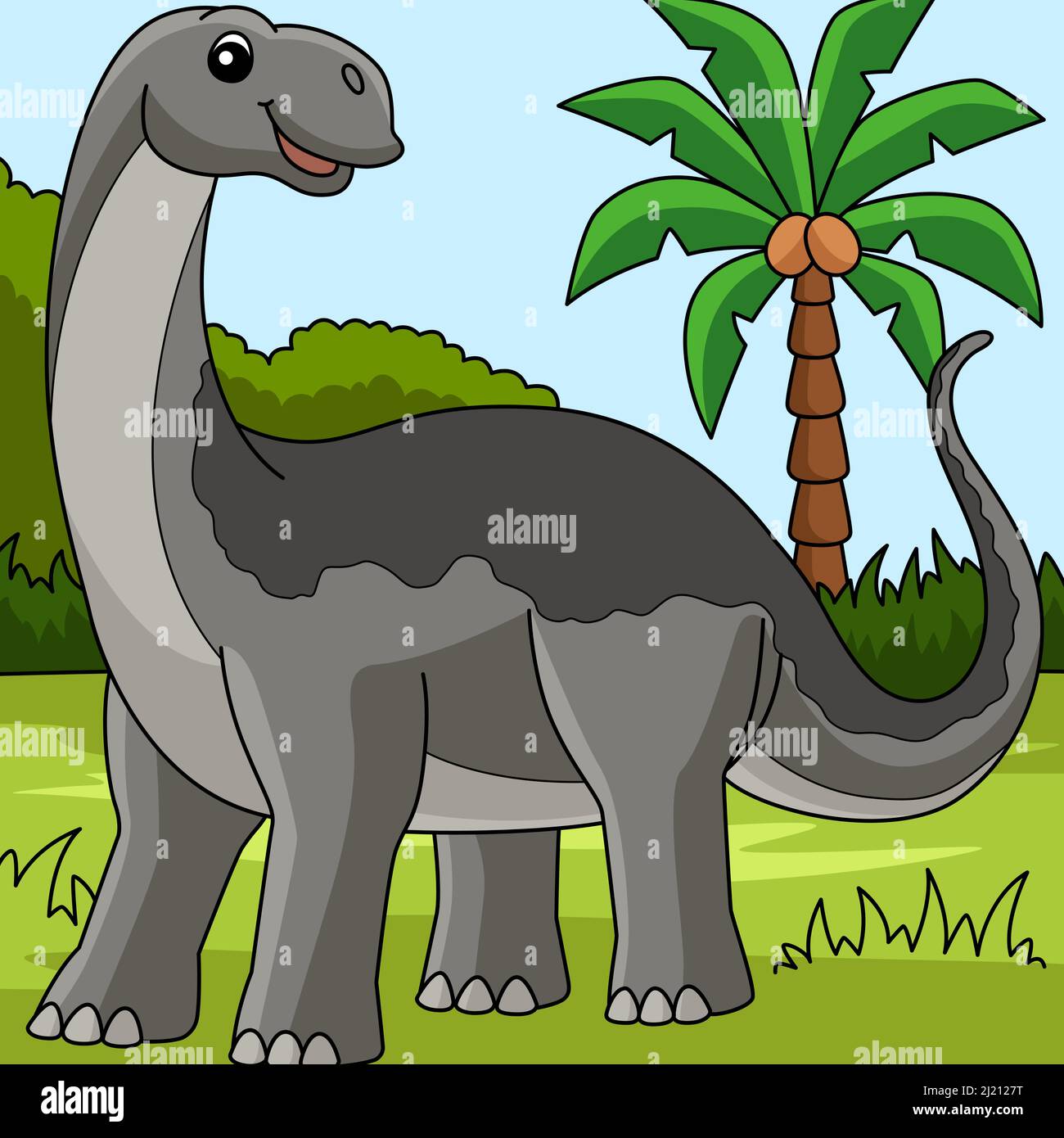 Jobaria Dinosaur Colored Cartoon Illustration Stock Vector Image & Art ...