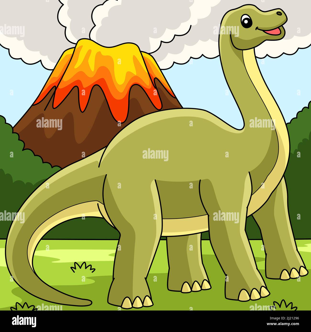 Brontosaurus Dinosaur Colored Cartoon Illustration Stock Vector Image & Art - Alamy