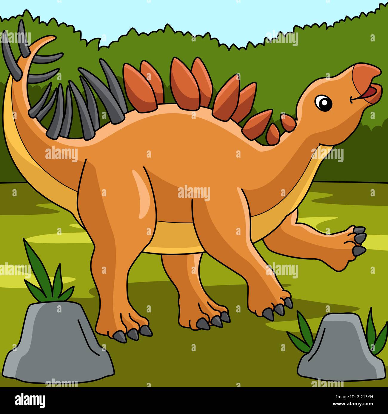 Kentrosaurus Dinosaur Colored Cartoon Illustration Stock Vector Image ...