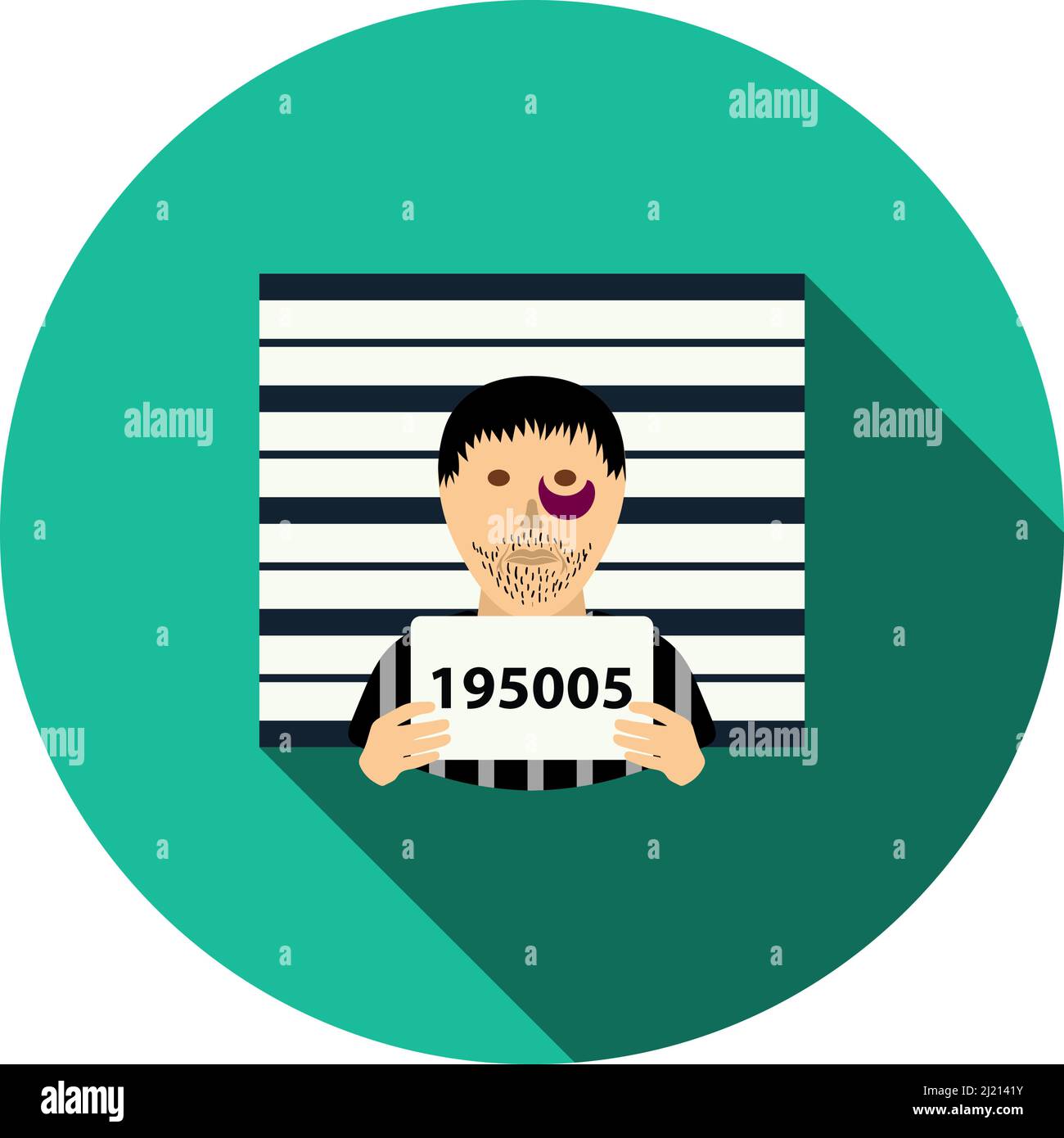 Prisoner In Front Of Wall With Scale Icon. Flat Circle Stencil Design ...