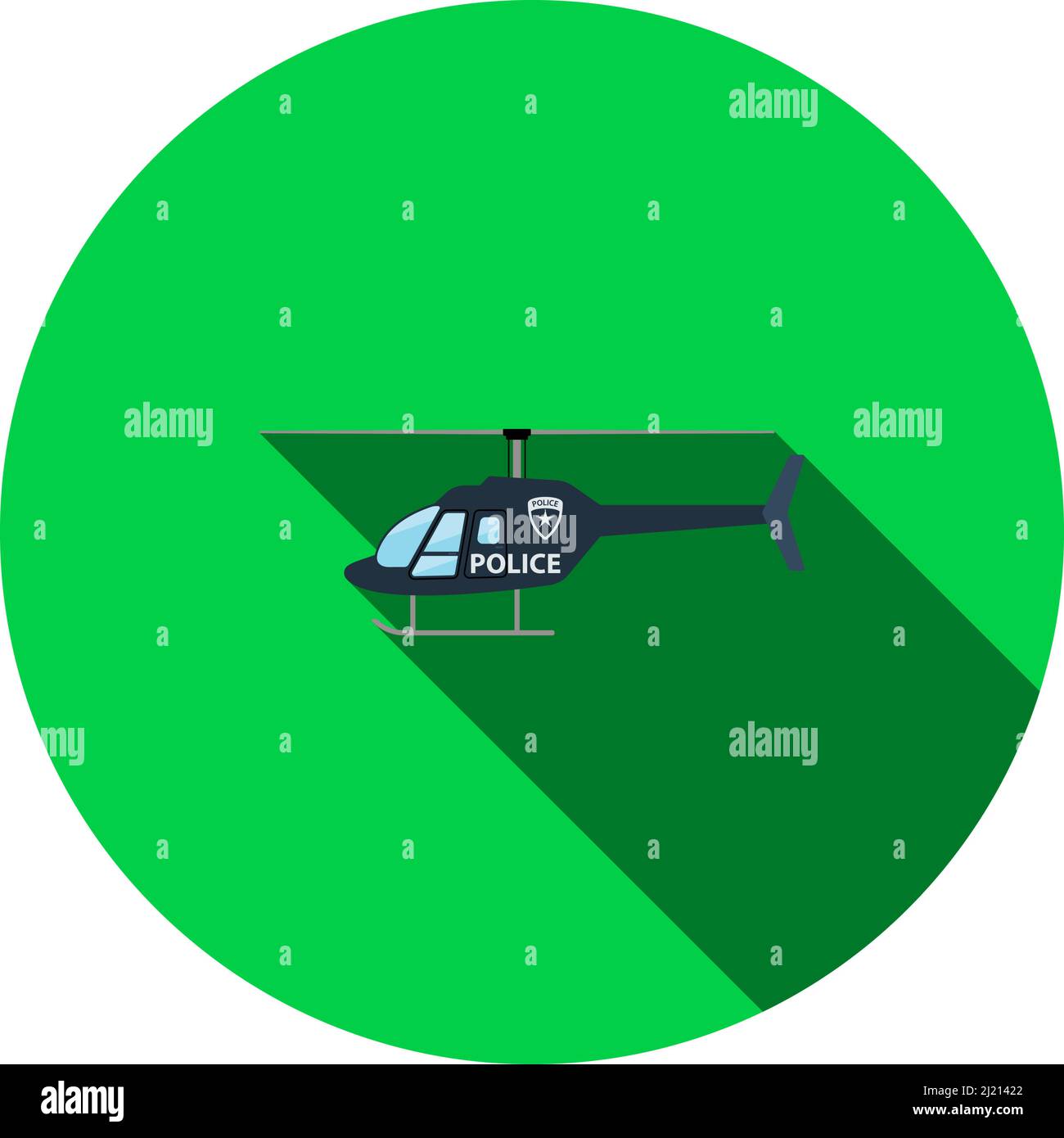 Police Helicopter Icon. Flat Circle Stencil Design With Long Shadow ...